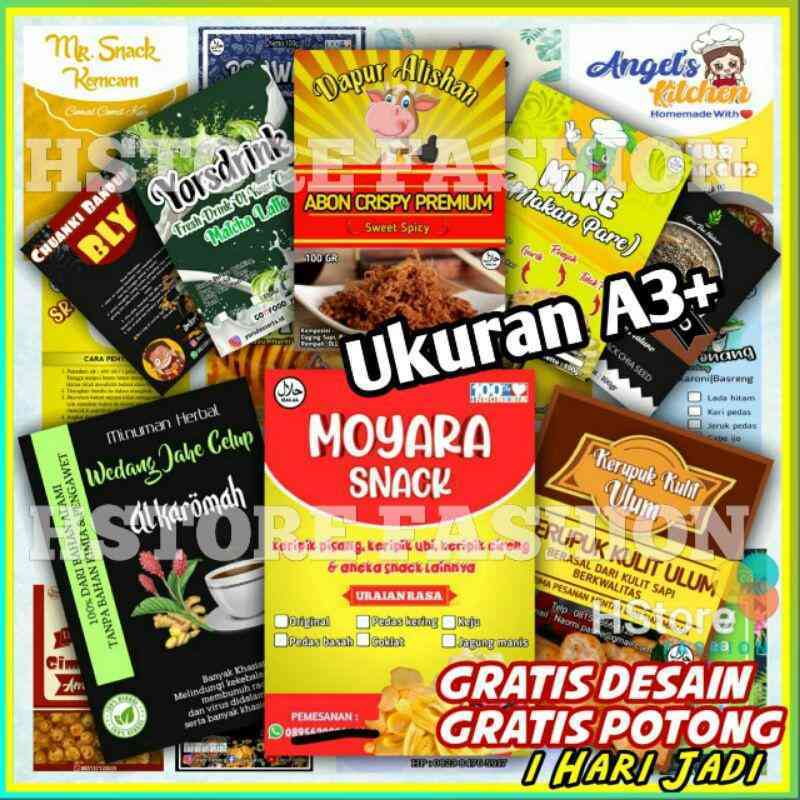 Jual Cetak Stiker Label Kemasan A3+ Gratis Desain Stiker Produk Stiker ...