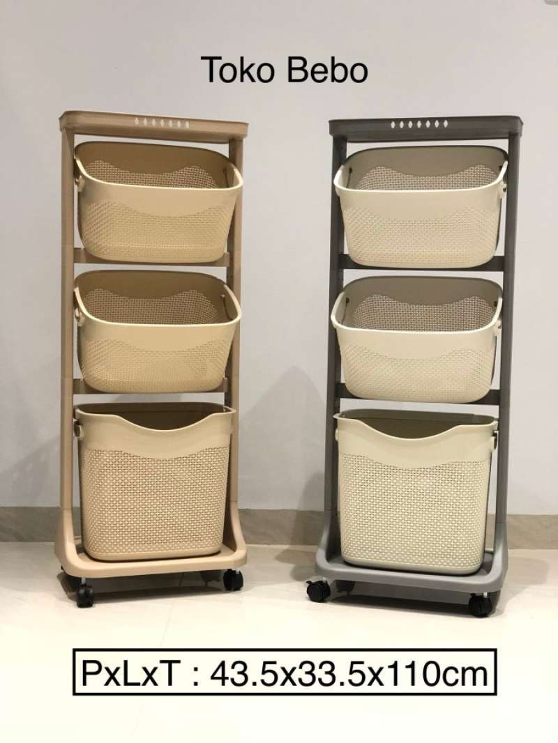 Jual Trolley / Keranjang Baju Roda Kualitas Bagus! - Abu-abu 100 % ...