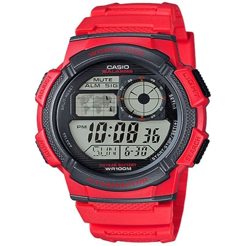 Promo Casio Digital Jam Tangan Pria Merah AE-1000W-4A Original Diskon ...