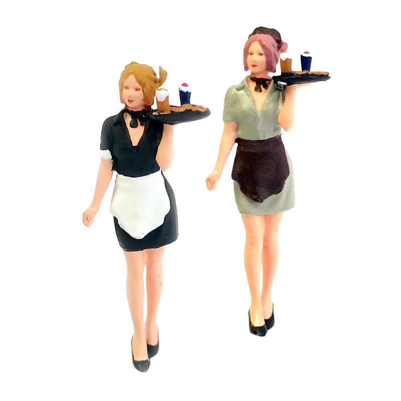 Jual 2x 1:64 Figure Waitress Doll Miniature Scene Train Railway ...