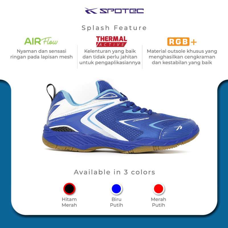 Jual Spotec Sepatu Badminton Splash Biru - Putih di Seller SPOTEC ...