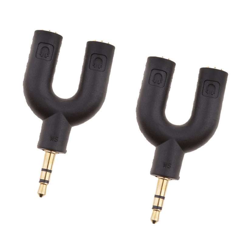 Promo 2Pieces 3.5mm Audio Splitter Headphone 2 Ways U Shape Adapter ...