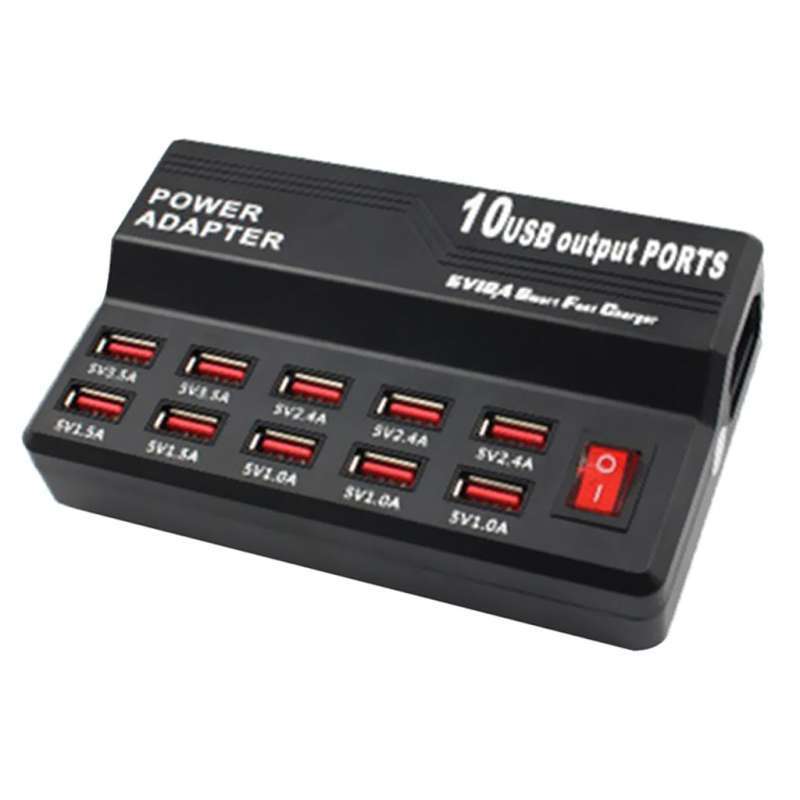 Jual 10 Port Multi USB Fast Charging Station Power Adapter with Safe ...