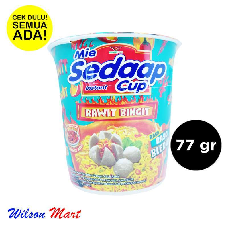 Jual Mie Sedaap Cup Instant Rawit Bingit Rasa Baso Bleduk 77 Gram Di ...