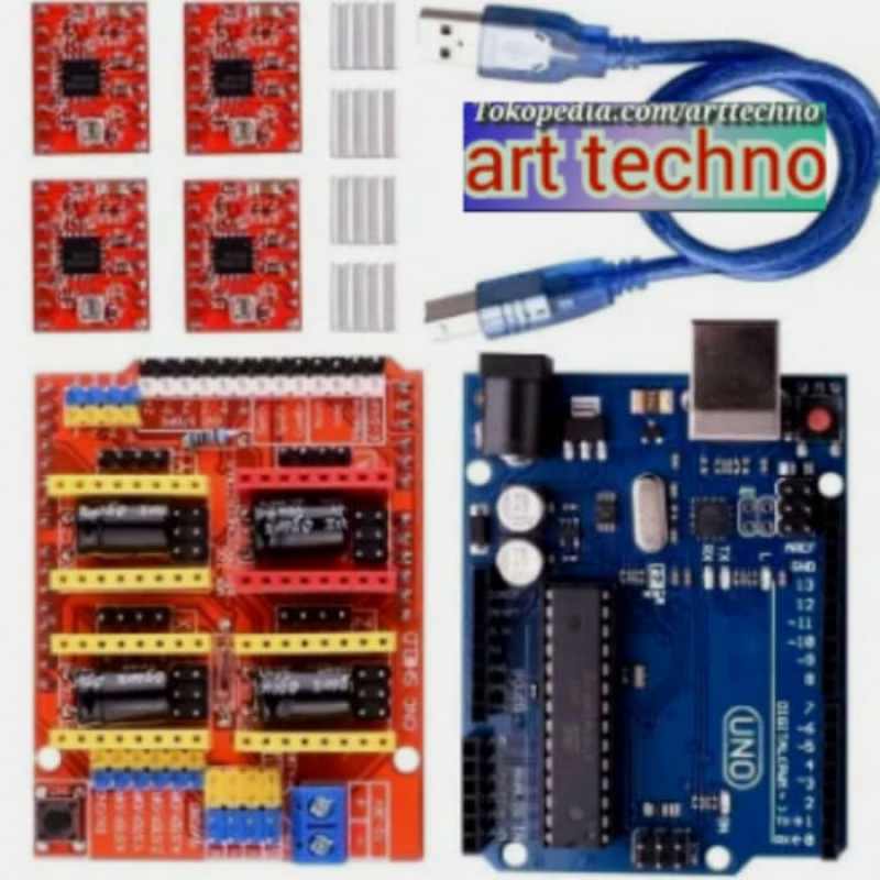 Jual Premium Arduino Uno R3 16u2 cnc shield dan a4988 driver Diskon di ...