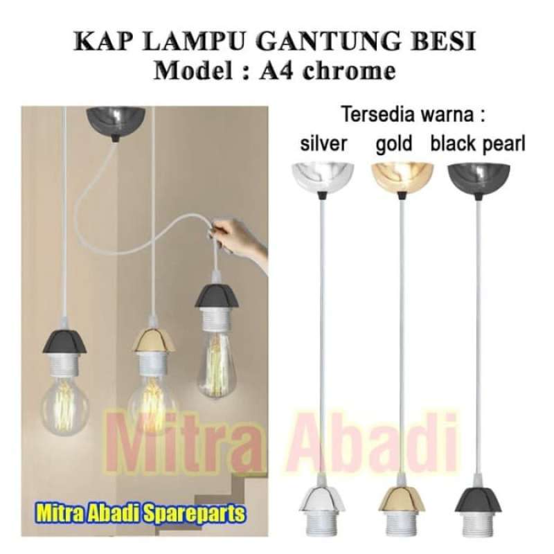 Jual Premium Fitting E27 Hanging Lamp Lampu Gantung Plat Besi A4 CHROME ...