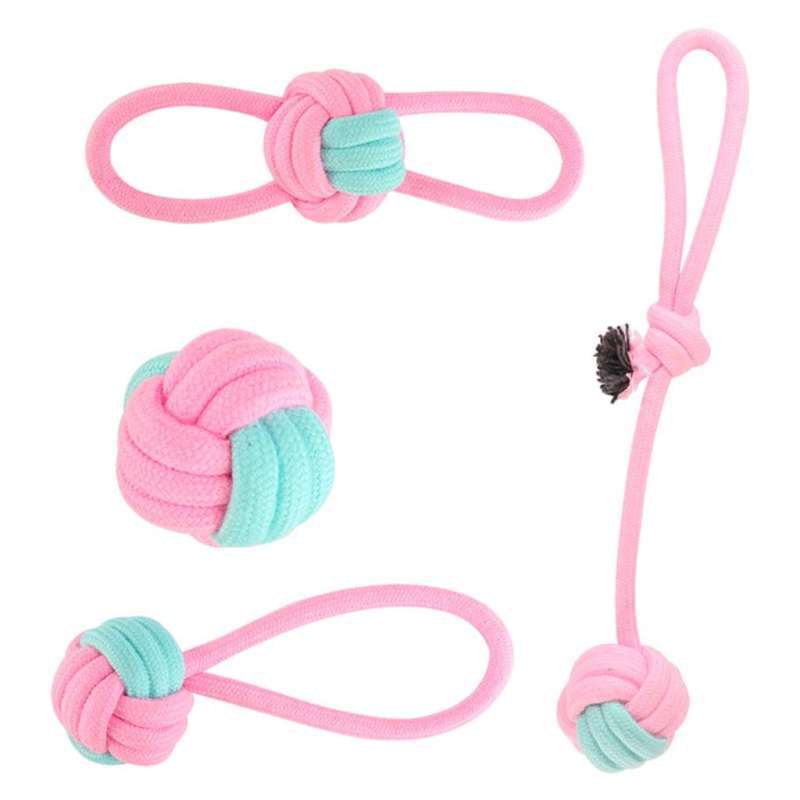 Jual 4x Dogs Cats Rope Knot Toy Braided Rope Molar for Bite Teething ...
