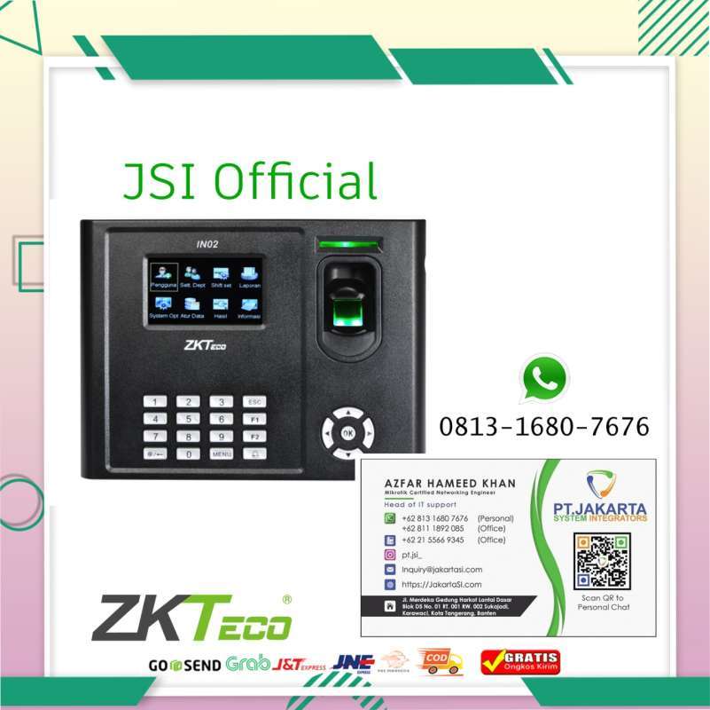 Jual ZKTeco IN02 (ID) MESIN ABSENSI & ACCESS CONTROL di Seller JSI Official - Cibodas Sari, Kota ...