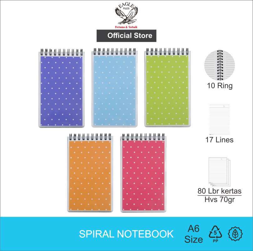 Jual EAGLE Notebook Spiral A6 Motif POLKADOT / Buku Tulis Spiral ... Jual EAGLE Notebook Spiral A6 Motif POLKADOT / Buku Tulis Spiral ...