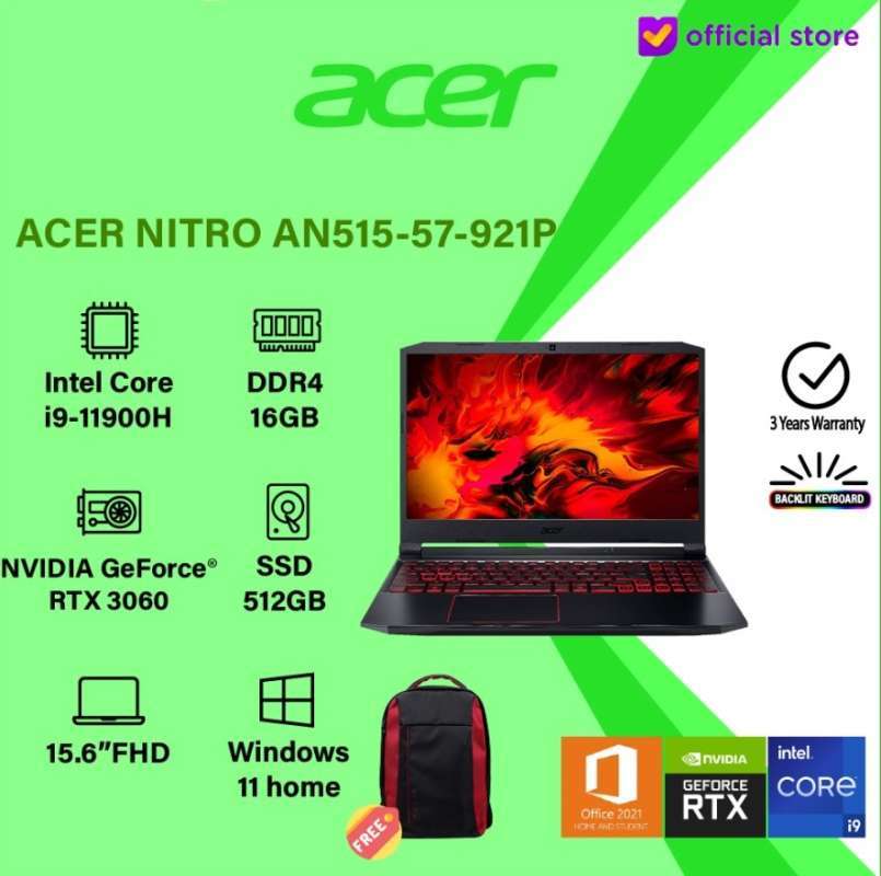 Jual Acer Predator Nitro 5 AN515-57-921P Core i9-11900H-RTX 3060/16GB/512GB di Seller JBC - Kota ...