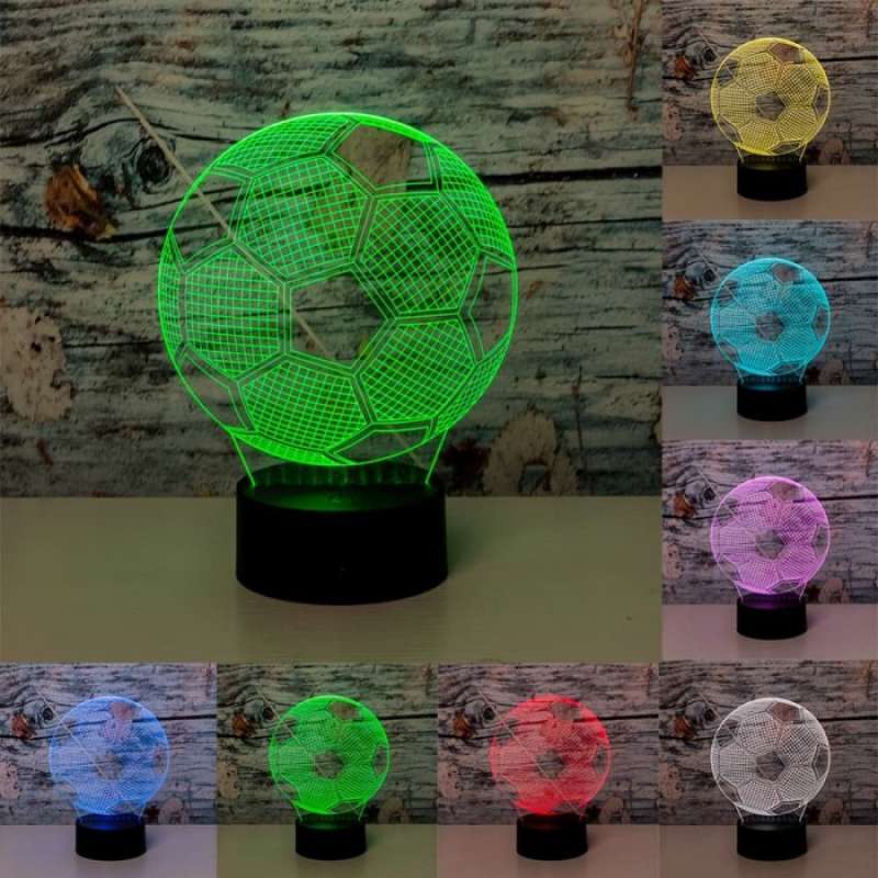 Jual LAMPU MEJA LED 3D TRANSPARAN 7 WARNA BENTUK DESAIN BOLA FOOTBALL ...