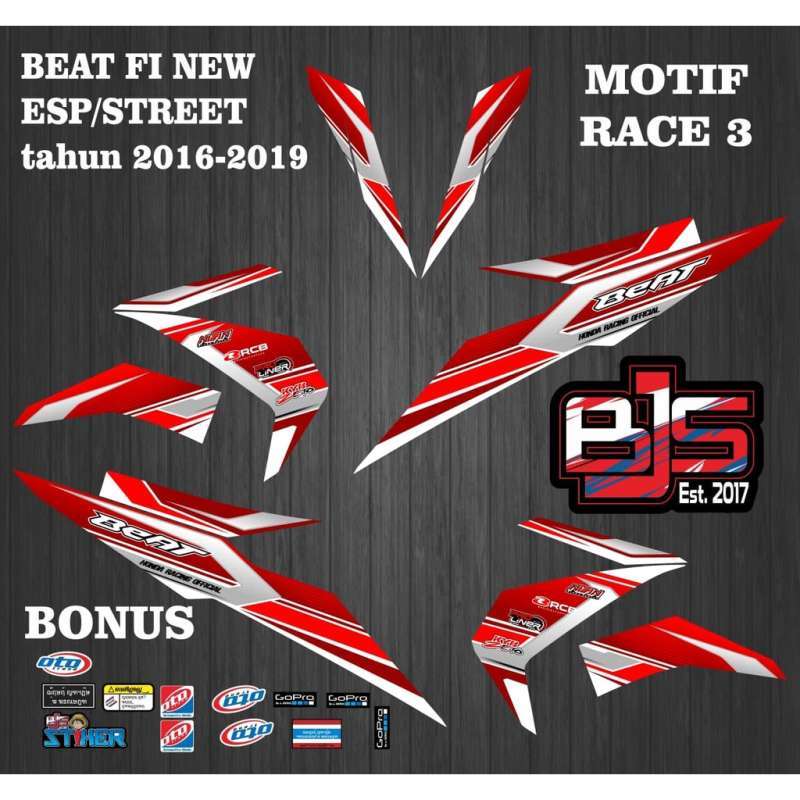 Merah Striping Motif Car Decal Vector Art Style Stock Vector (Royalty