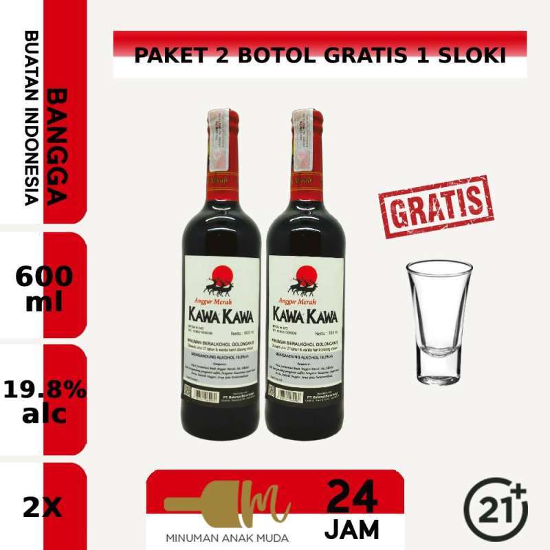 Jual Paket 2 Botol Anggur Merah Kawa Kawa 600ml / Amer di Seller ...