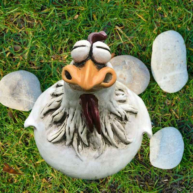 Promo Chicken Garden Statue Hen Sculpture Big Eye Chicken Crafts for ...