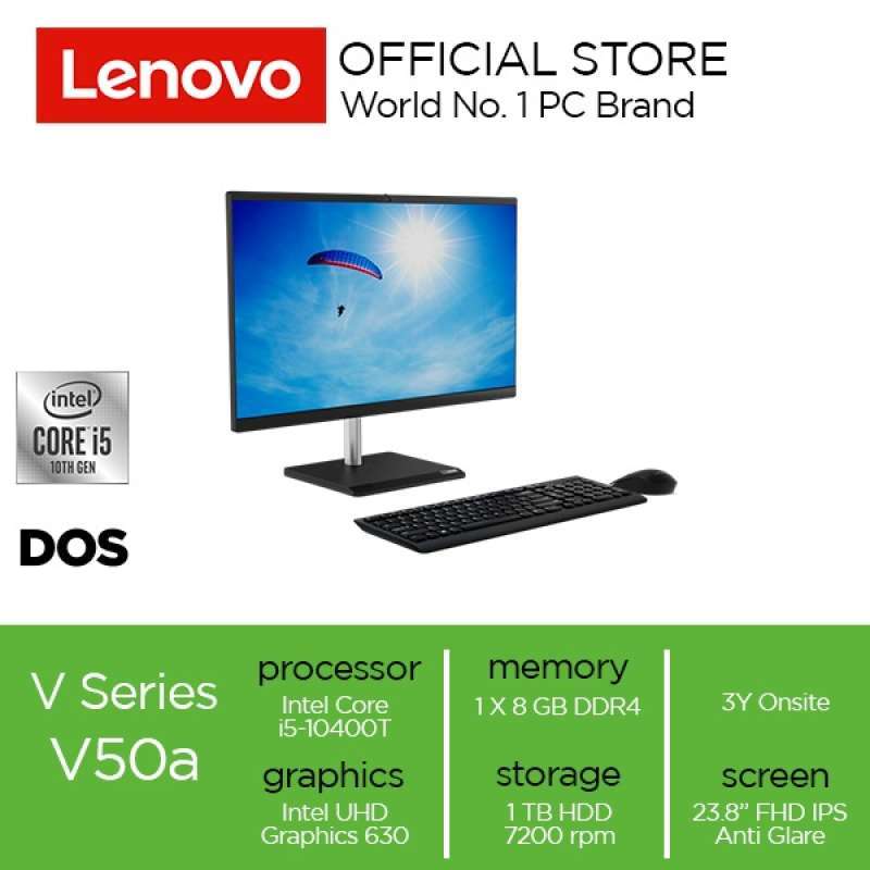 Jual Lenovo V50a-24IMB AIO i5 10400T 8GB 1TB HDD 23,8 FHD DOS di Seller ...