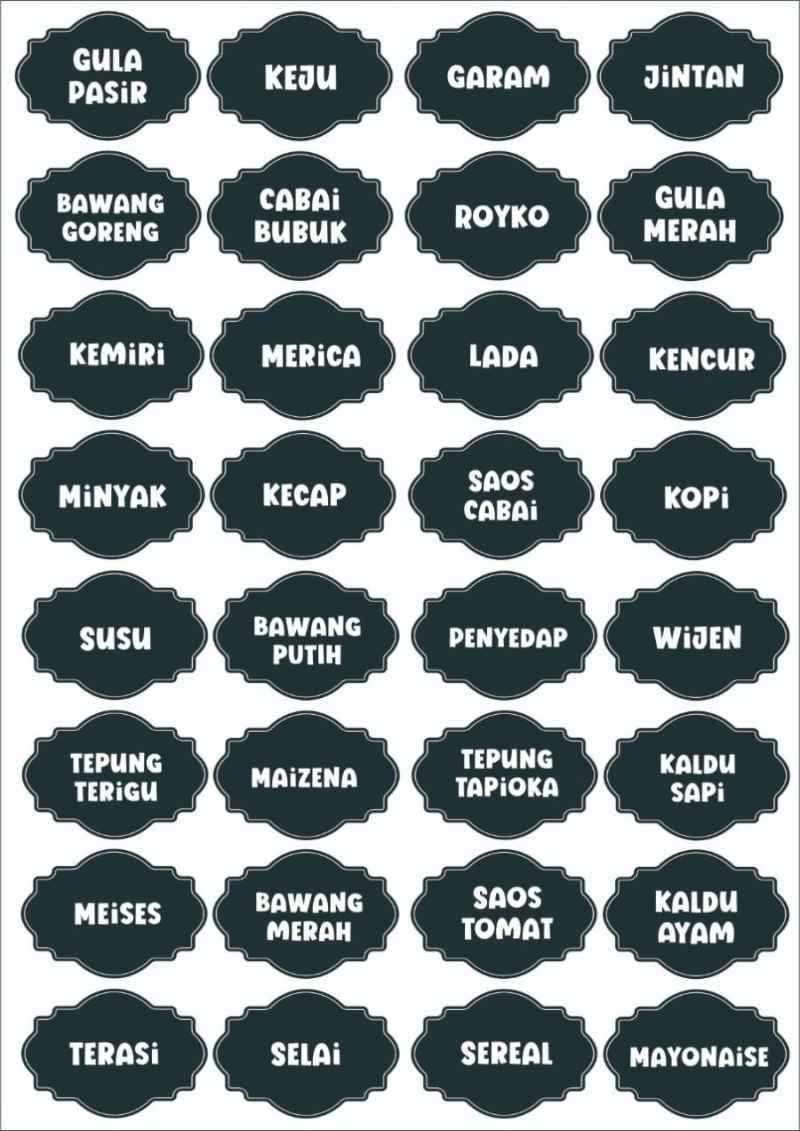 Jual Sticker Bumbu Dapur Label Bumbu Dapur Stiker Penanda Bumbu Dapur ...