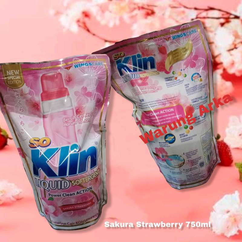 Jual So Klin Liquid Softergent 750ml - soklin Power Clean Action (Sakura Strawberry) - Soklin ...