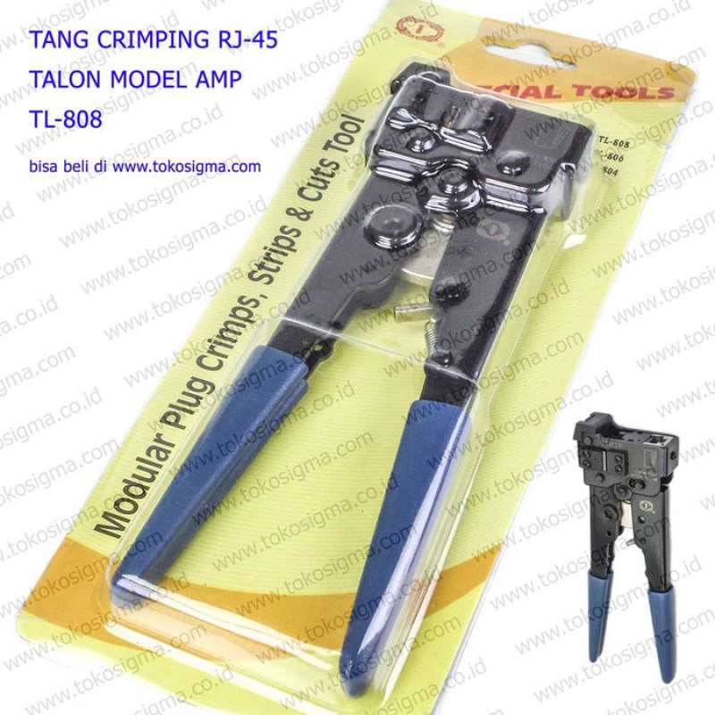 Jual Tang Crimping Tool Rj-45 Crimp Strip Cut Tl-808 Model Amp 2-231652 ...