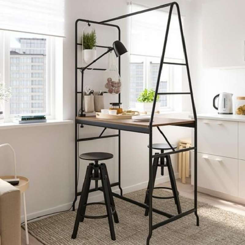 Jual Meja Cafe/Meja Bar Dengan Besi Tangga Penyimpanan Minimalis _Hitam ...