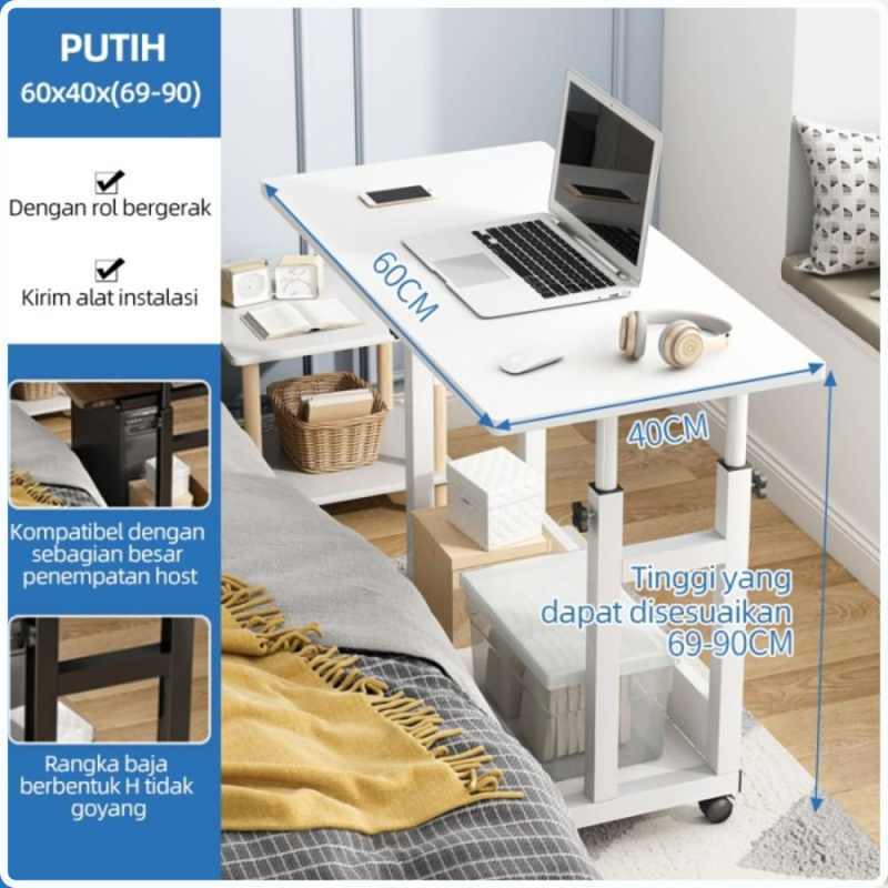 Jual Meja Laptop Komputer Serbaguna Lipat Portable Kerja Belajar Dorong ...