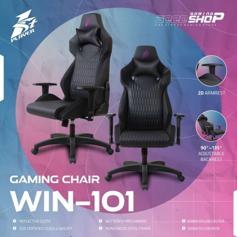 Jual 1STPLAYER WIN-101 Black Gaming Chair - Ergonomic & Reflective ...