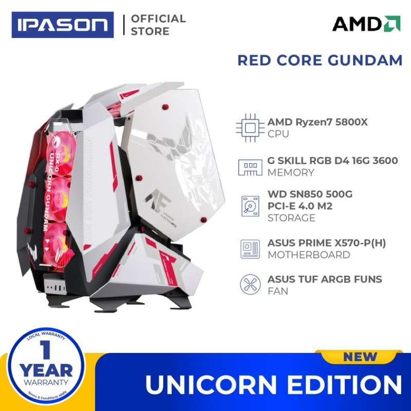 Jual IPASON RED CORN GUNDAM UNICORN EDITION - AMD Ryzen7 5800X 16G ...