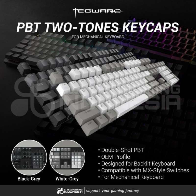 Jual Tecware PBT Two Tones Double-Shot Moulded Backlit LED Keycaps Set ...