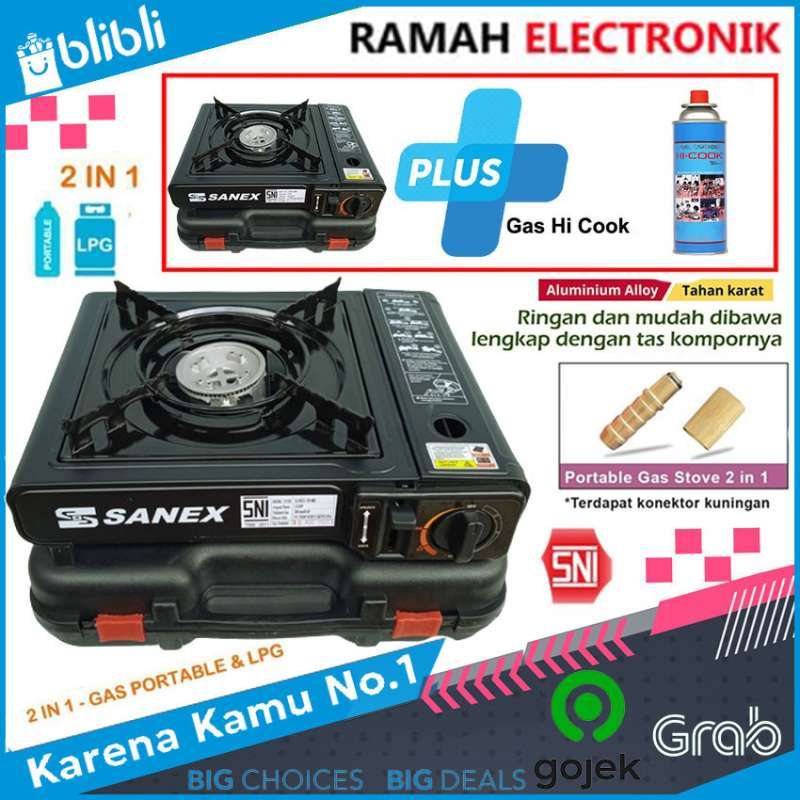 Promo Kompor Gas Portable 1 Tungku Kompor Portable Sanex SNI + 1 Gas ...