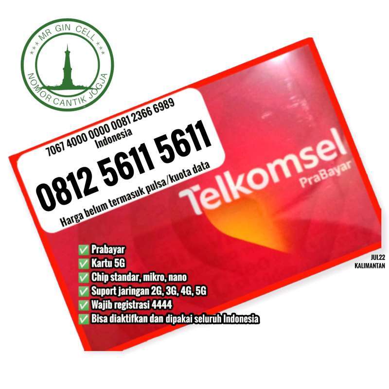 Jual Kartu perdana nomor cantik Telkomsel simpati 4G 5G ABCD ABCD 5611 5611 di Seller mrgincell ...