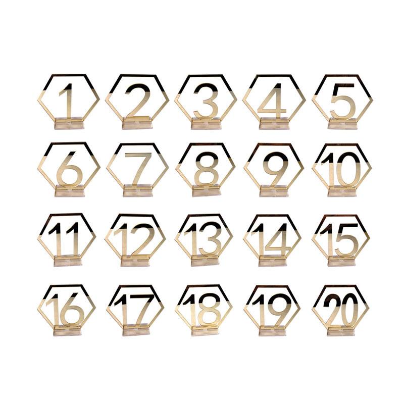 Jual 1-20 Hexagon Standing Numbers Decor Wedding Table Plate Sign ...