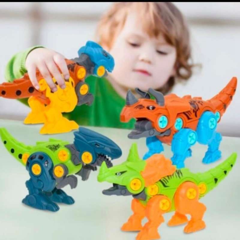 Jual Mainan Anak Diy Bongkar Pasang Dinosaurus ~assemble Dinosaur Bag ...