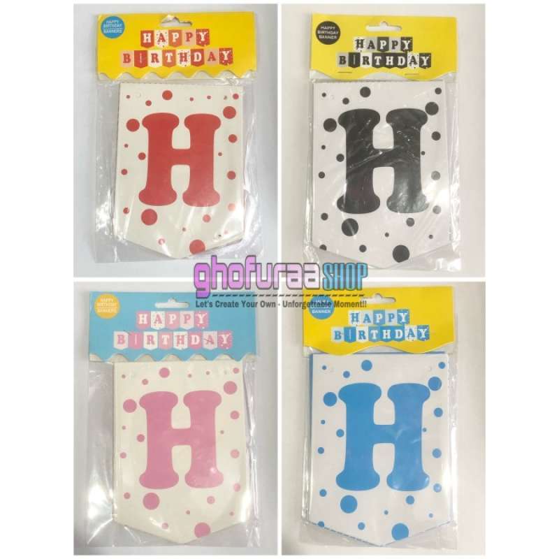 Jual BANNER HAPPY BIRTHDAY / BUNTING FLAG HBD HITAM PUTIH MERAH BIRU ...
