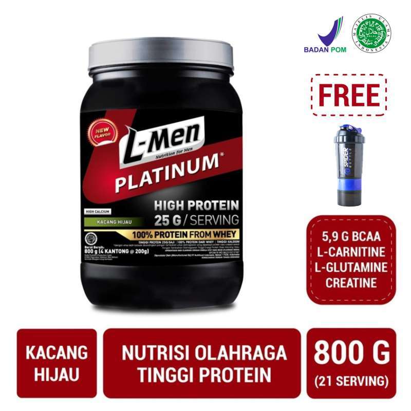 Jual FREE Spider Bottle - L-Men Platinum Kacang Hijau 800g (25g protein ...