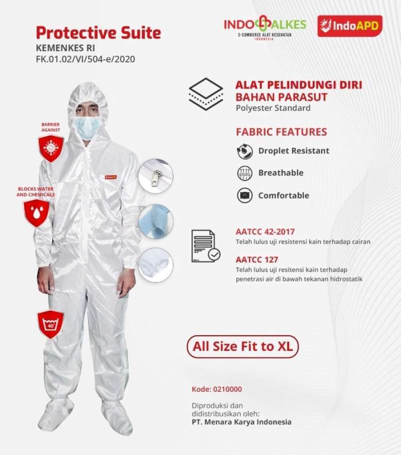 Jual Baju APD Hazmat Suit Bahan Parasut Sertifikasi Kemenkes RI di ...