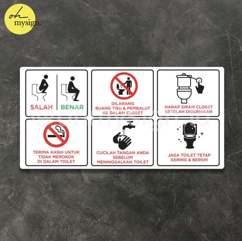 Jual Sign Akrilik Himbauan Toilet | Acrylic Signage Toilet 30x15 Di ...