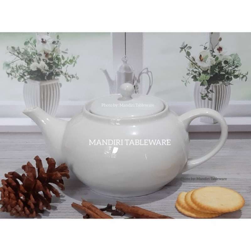 Promo TEKO KERAMIK / TEA POT PUTIH POLOS (VOLUME: 500 ml) Diskon 22% di ...
