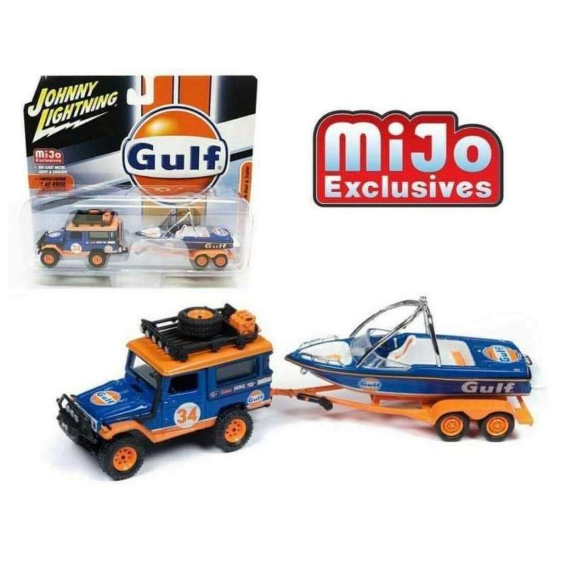 Jual Johnny Lightning 1/64 Toyota Land Cruiser w/Boat and Trailer Gulf ...
