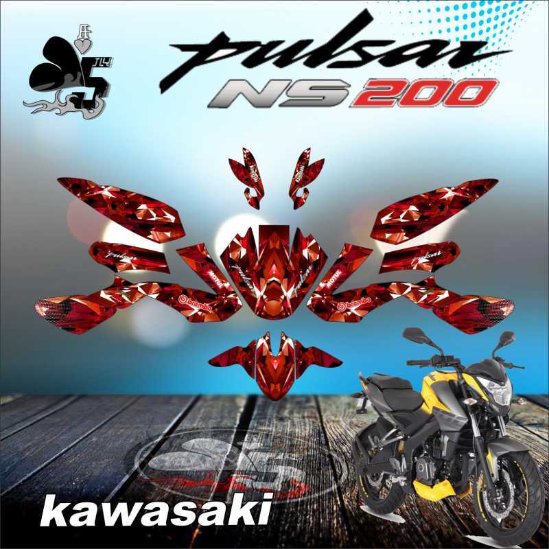 Jual Naga Sticker - Sticker Decal Kawasaki Pulsar Ns200 Full Body Red ...