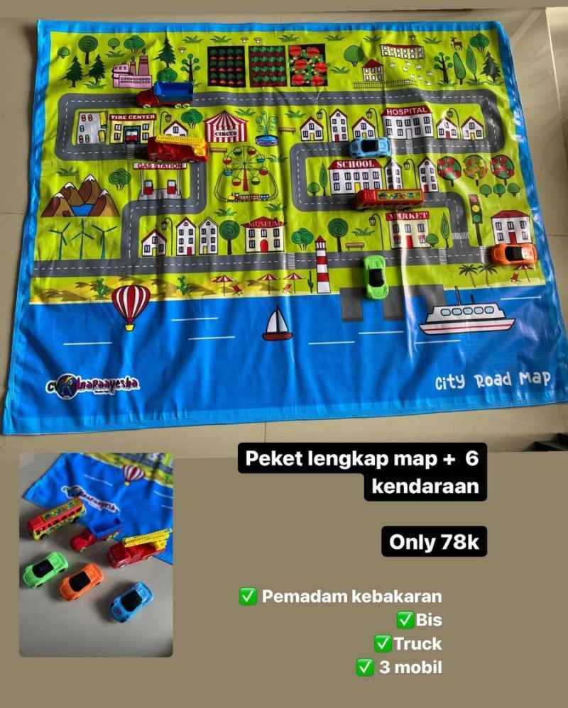 Jual City Road Map Playmat Dengan 6 Kendaraan Di Seller Keinaraayesha ...