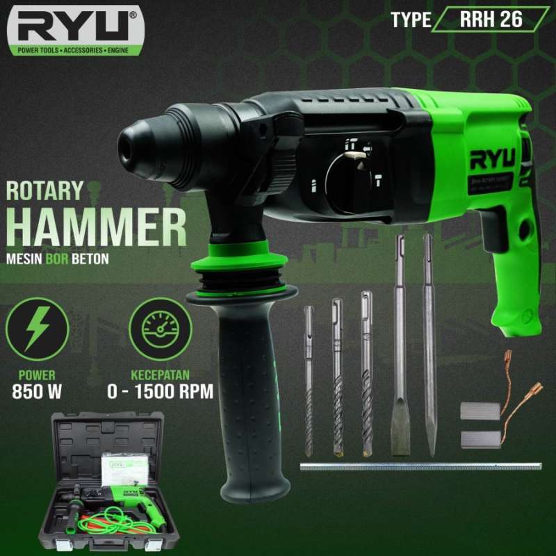 Jual RYU Rotary Hammer Bor Beton Bor Tembok RRH26 RRH-26 di Seller kenkenhardware - Purwodinatan ...