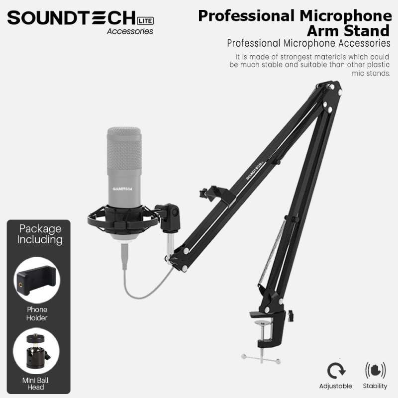 Promo SOUNDTECH Lite Microphone Arm Stand / Bracket Scissor Stands ...