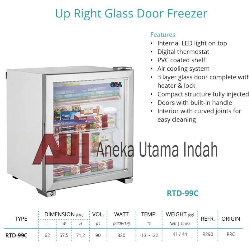Promo UPRIGHT GLASS DOOR FREEZER GEA RTD-99C PREMIUM ICE CREAM DISPLAY ...