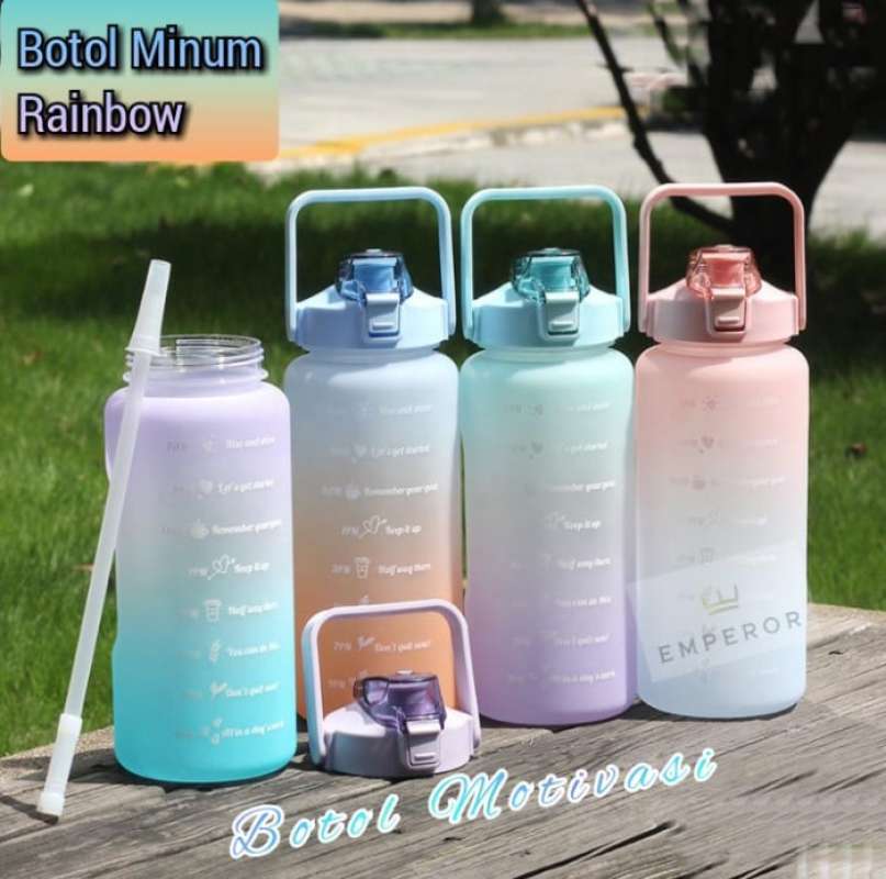 Promo BOTOL AIR MINUM RAINBOW 2 LITER BOTOL MOTIVASI BOTOL VIRAL BOTOL ...