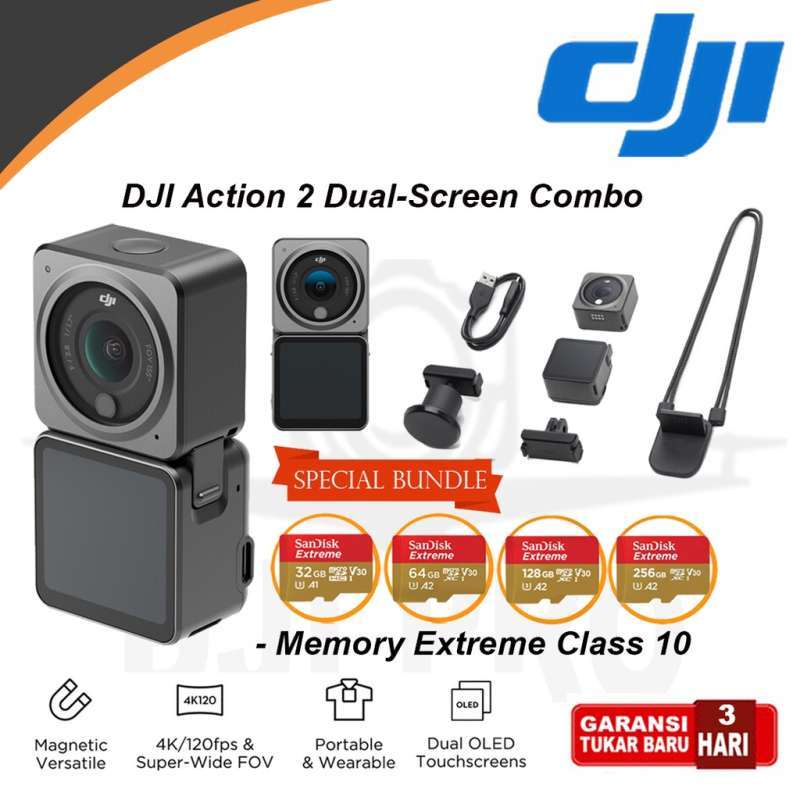 Promo Dji Action 2 Dual Screen Combo Action Camera - Osmo Action Ii New ...