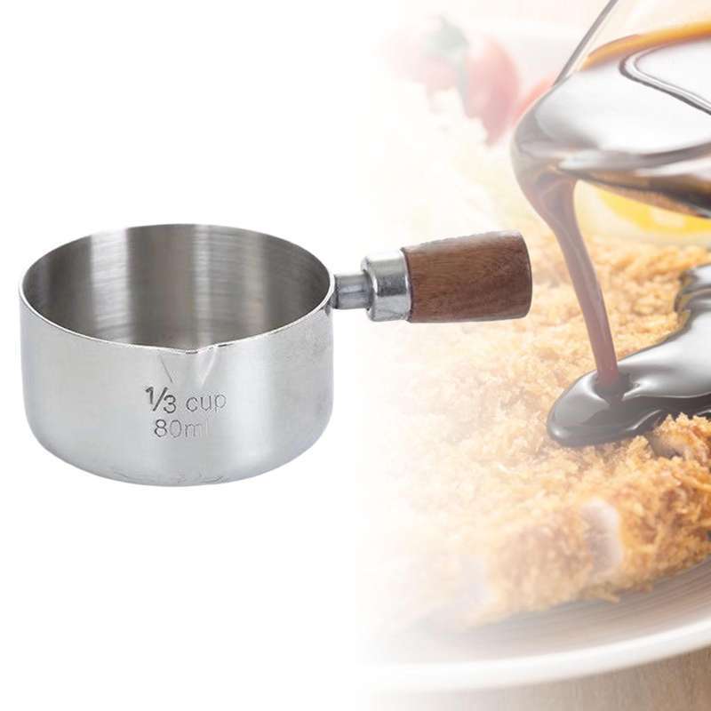 Jual Short Wood Handle Stainless Steel Milk Pot For Induction Cooker ...
