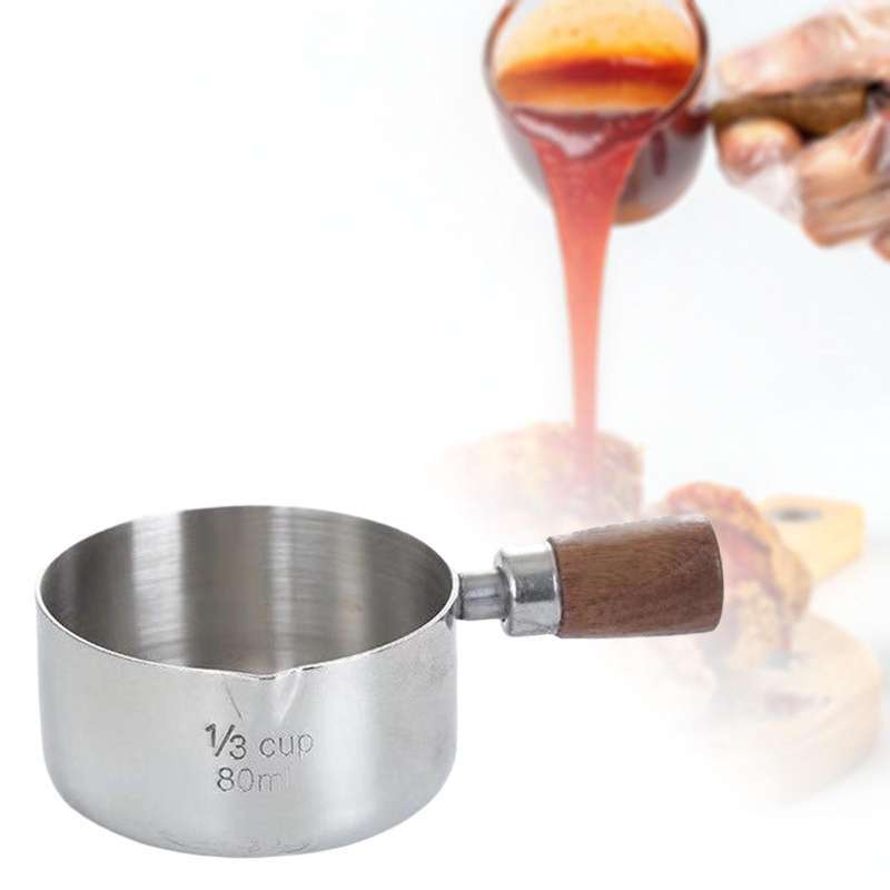 Jual Short Wood Handle Stainless Steel Milk Pot For Induction Cooker ...