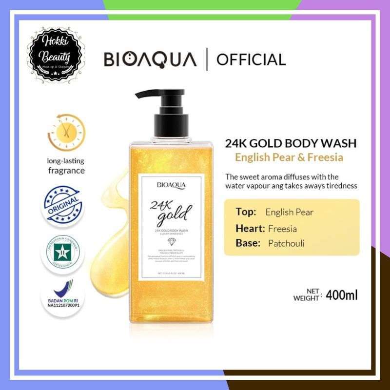 Jual Bioaqua 24k Gold Body Wash 400ml Shower Gel English Pear & Freesia Scent Sabun Mandi Cair ...