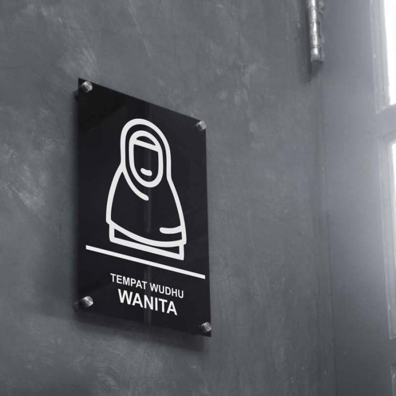 Jual Papan Tanda Akrilik Hitam Persegi 20 X 30 - Tempat Wudhu Wanita Di ...