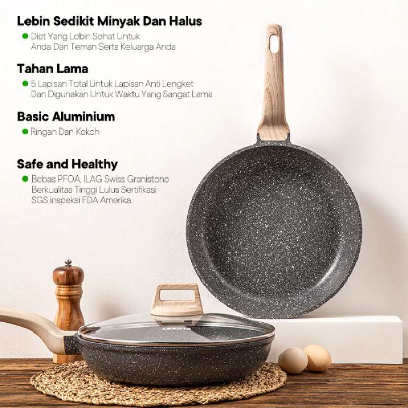 Promo Carote Ew Wajan Penggorengan Anti Lengket (frypan) Batu Granit No ...
