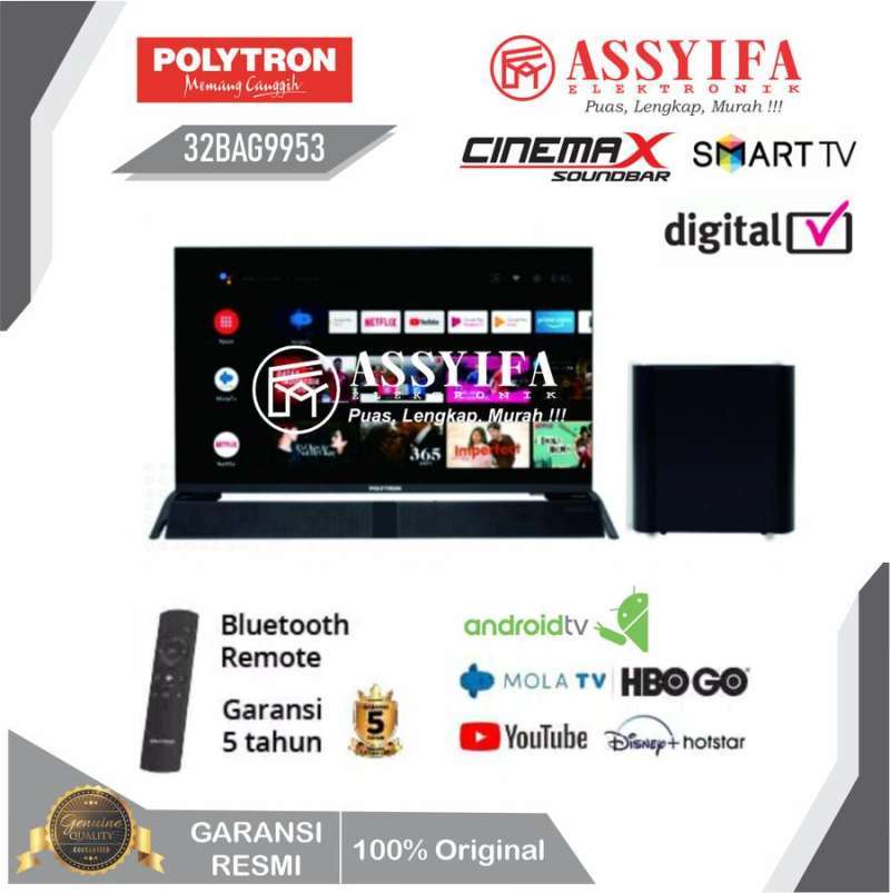 Jual SMART TV LED POLYTRON 32 INCH ANDROID + SPEAKER SOUNDBAR NEW ...